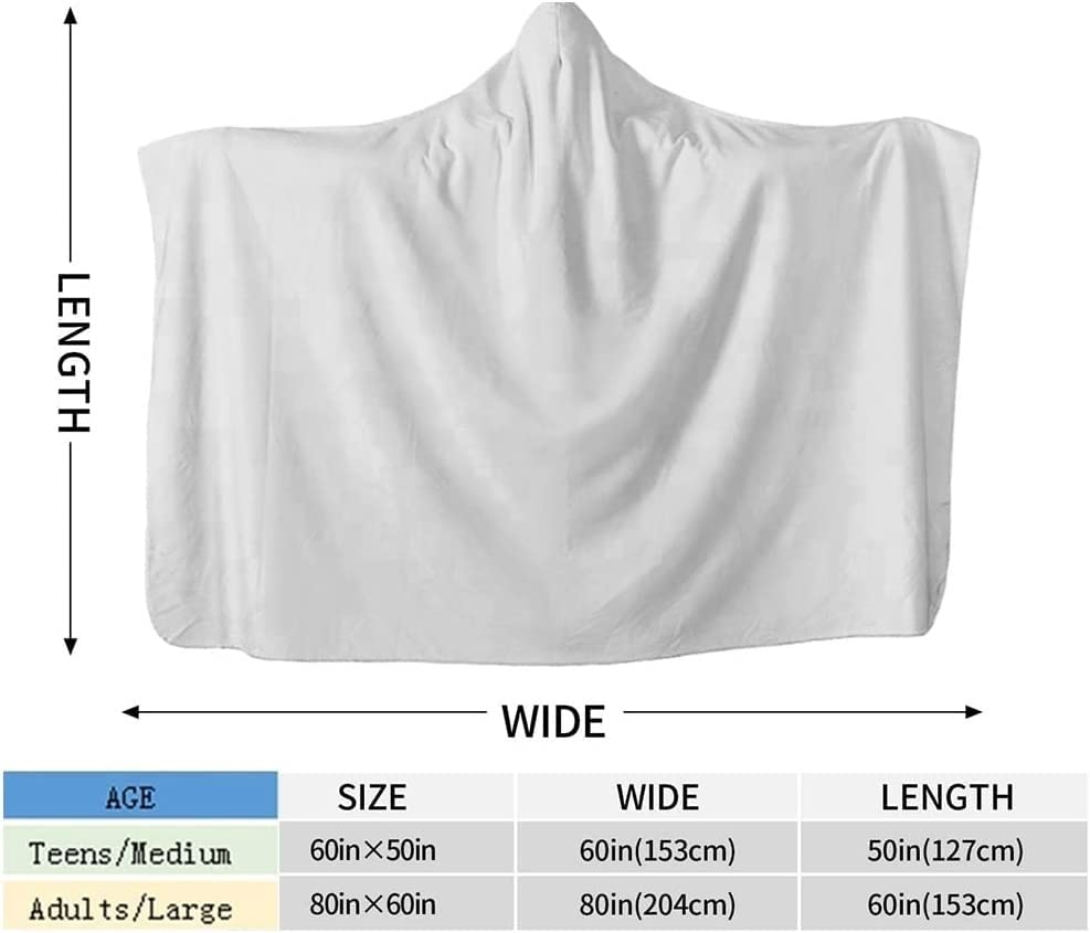 BURNAR Medieval 3D Printing Hooded Blanket Keeps Warm Fenrir Wolf Thor's Hammer Unisex Winter Wearable Hooded Blanket Double-Layer Thickened Plush Wool Blanket (Color : G, Size : 80x60in/150x200cm)