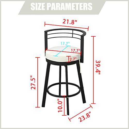LOKATSE HOME 2 Piece Outdoor Swivel Bar Stools Patio Height Metal Chairs with Cushion, Beige