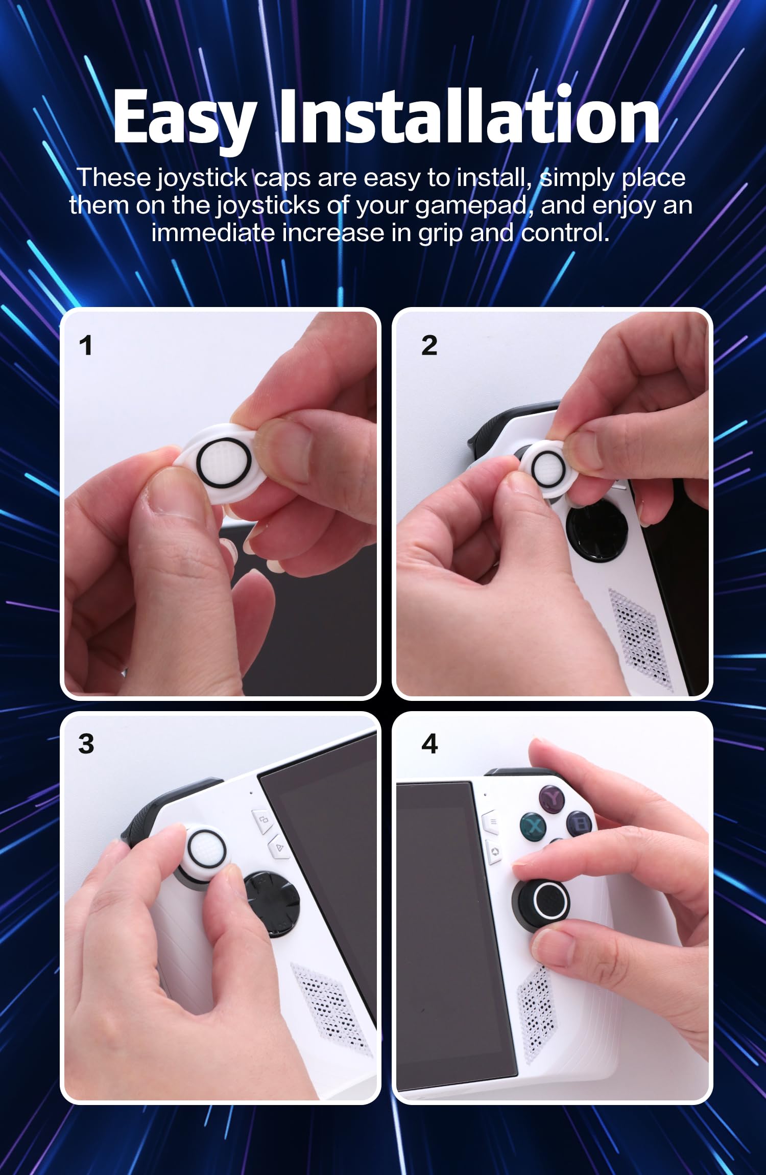 ASUS ROG Ally Thumb Grip Caps, Soft Silicone Joystick Cover Compatible with ASUS ROG Ally - (Two Sets)