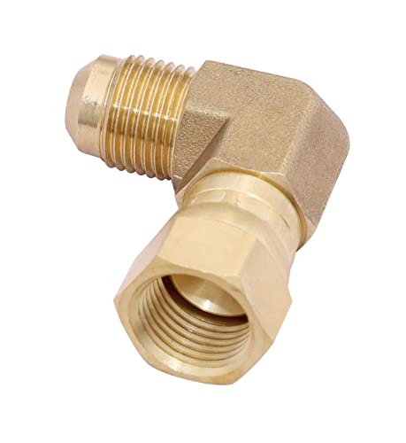 90 Degree Elbow Connector Coupling Adapter for Fire Pit,BBQ Grills and Olympian Wave Heater Brass Tube Fitting, Replacement for Camco 57633 (3/8" female swivel flare x 3/8" male flare)