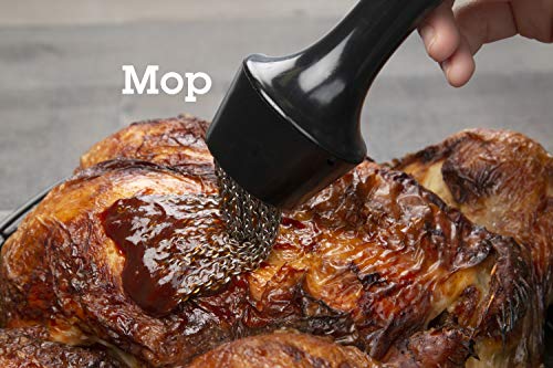 3-in-1 Barbecue Injector Basting Mop - Includes BBQ Chain Basting Brush & Meat Syringe to Baste, Marinate & Inject Food with Flavor - Grilling Accessory for Indoor Outdoor Use- Father's Day BBQ Gift