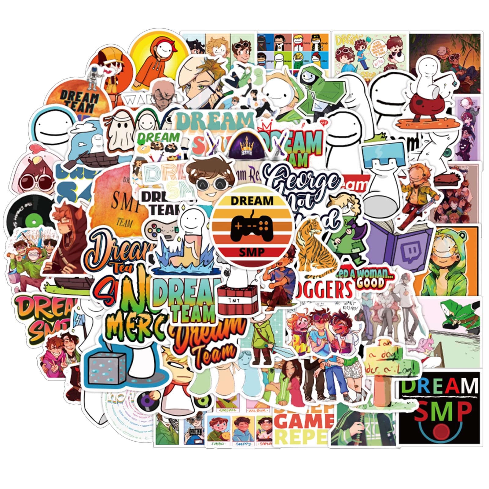 100Pcs Dreams SMP Stickers, Cool Game Dreams SMP Stickers for Kids, Cartoon Game Dreams SMP Decal Gifts, Waterproof Vinyl Stickers for Teen Adult Water Bottle, Laptop, Skateboard