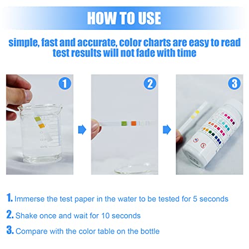 6 in 1 Swimming Pool & Spa Test Strips 50 Count Spa Test Strips for Hot Tub Quick & Accurate Pool Test Strips for Total Chlorine/Free Chlorine/Cyanuric Acid/Total Hardness/PH/Total Alkalinity