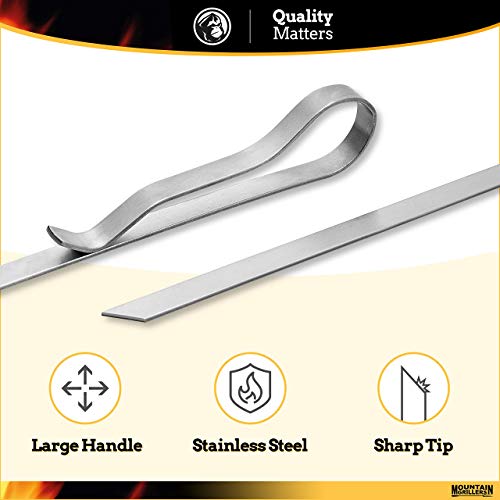 BBQ Grilling Kabob Skewers - 17β Stainless Steel - Long Reusable Flat Metal - Barbecue Shish Kebab Sticks β Set of 10 w/ Handy Storage Bag