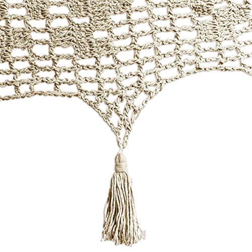 NOVICA Handmade Double Cotton Hammock Hand-Woven in Grey with Thick Tassels, Ideal for Camping and Outdoor Relaxation - 150" L with Hanging Accessories Included, Mirage in Grey'