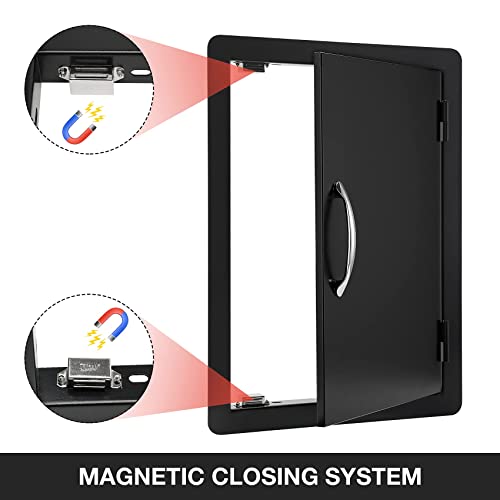 Stanbroil BBQ Access Door - 17W x 23H Inch Wall Construction Flush Mount Single Vertical Door for Outdoor Kitchen, BBQ Island, Grilling Station, Outside Cabinet - Black