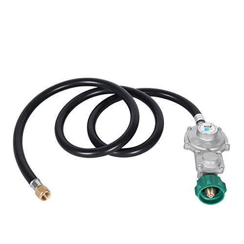 GasSaf 5FT Two Stage Propane Regulator with Hose for Dual Fuel Generator, RV Appliance,Gas Stove and More,3/8 Female Flare Nut