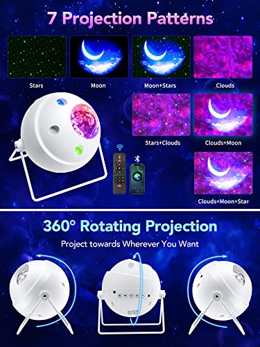 One Fire Galaxy Projector Starlight Projector Moon Projector, 48 Light Modes+Rotating Star Projector Galaxy Light Projector for Bedroom, Bluetooth Starry Night Light Projector,Charisma Gifts for Kids