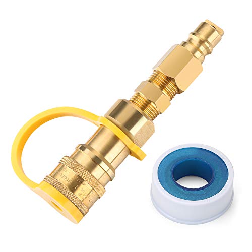 WADEO 3/8 Inch Natural Gas Quick Connect Fittings, LP Gas Propane Hose Quick Disconnect Kit, 3/8'' Male NPT Thread x 3/8'' Female NPT Thread