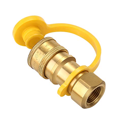 WADEO 3/8 Inch Natural Gas Quick Connect Fittings, LP Gas Propane Hose Quick Disconnect Kit, 3/8'' Male NPT Thread x 3/8'' Female NPT Thread