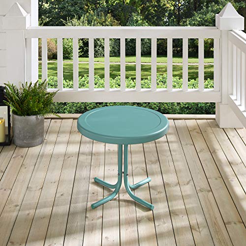 Crosley Furniture Gracie Retro 20-inch Metal Outdoor Side Table - Caribbean Blue