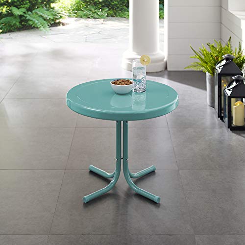 Crosley Furniture Gracie Retro 20-inch Metal Outdoor Side Table - Caribbean Blue