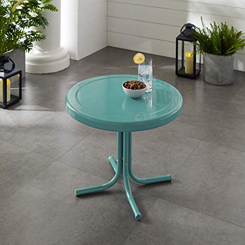 Crosley Furniture Gracie Retro 20-inch Metal Outdoor Side Table - Caribbean Blue