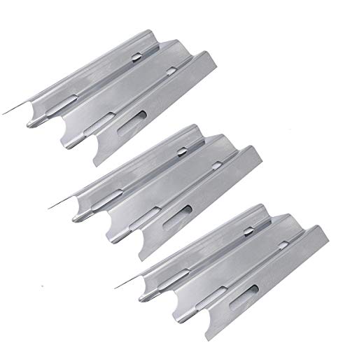 Hisencn 3pack Stainless Heat Plate Shield Tent BBQ Burner Cover Flame Tamer Deflector Diffuser Replacement Parts for Vermont Castings VM400, Jenn-Air JA460, JA580 Gas Grill Models 14 1/2 x 7 1/4 inch