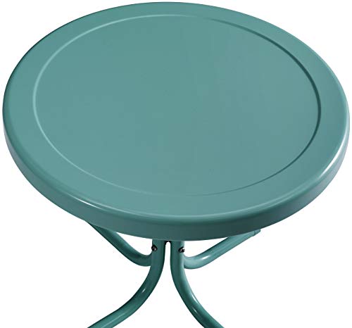 Crosley Furniture Gracie Retro 20-inch Metal Outdoor Side Table - Caribbean Blue