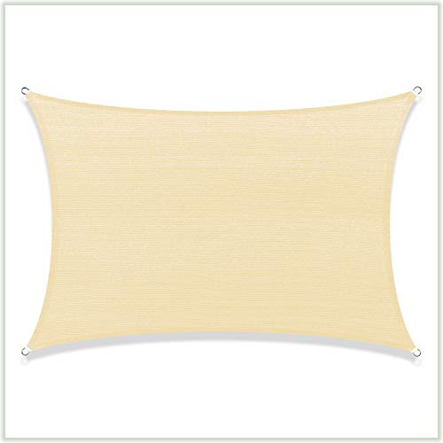 ColourTree 10' x 10' Beige Square Sun Shade Sail Canopy Awning Fabric Cloth Screen - UV Block UV Resistant Heavy Duty Commercial Grade - Outdoor Patio Carport - (We Make Custom Size)