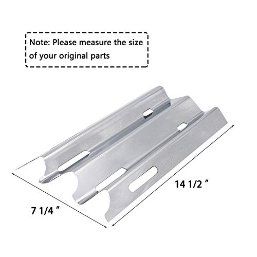 Hisencn 3pack Stainless Heat Plate Shield Tent BBQ Burner Cover Flame Tamer Deflector Diffuser Replacement Parts for Vermont Castings VM400, Jenn-Air JA460, JA580 Gas Grill Models 14 1/2 x 7 1/4 inch