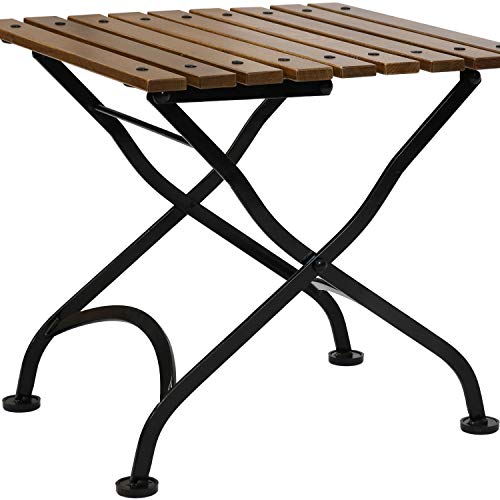 Sunnydaze European Chestnut Wood Folding Square Side Table - Small Indoor/Outdoor Table - Ideal for Patio, Balcony or Living Spaces - 20-Inch Square - Brown