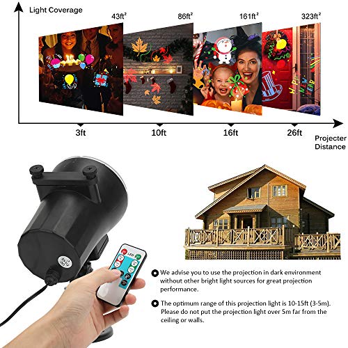 Elec3 Christmas Holiday Led Projection Light 12W, 16 Slides Projector Light Waterproof with RF Romote Used for Home Party Holidays Halloween Decoration