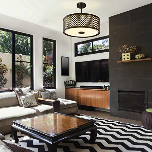 OUVR Industrial Semi Flush Mount Ceiling Light, Modern Close to Ceiling Lamps for Living Room, Bedroom, Dining Room, Kitchen, Hallway, Entry, Foyer
