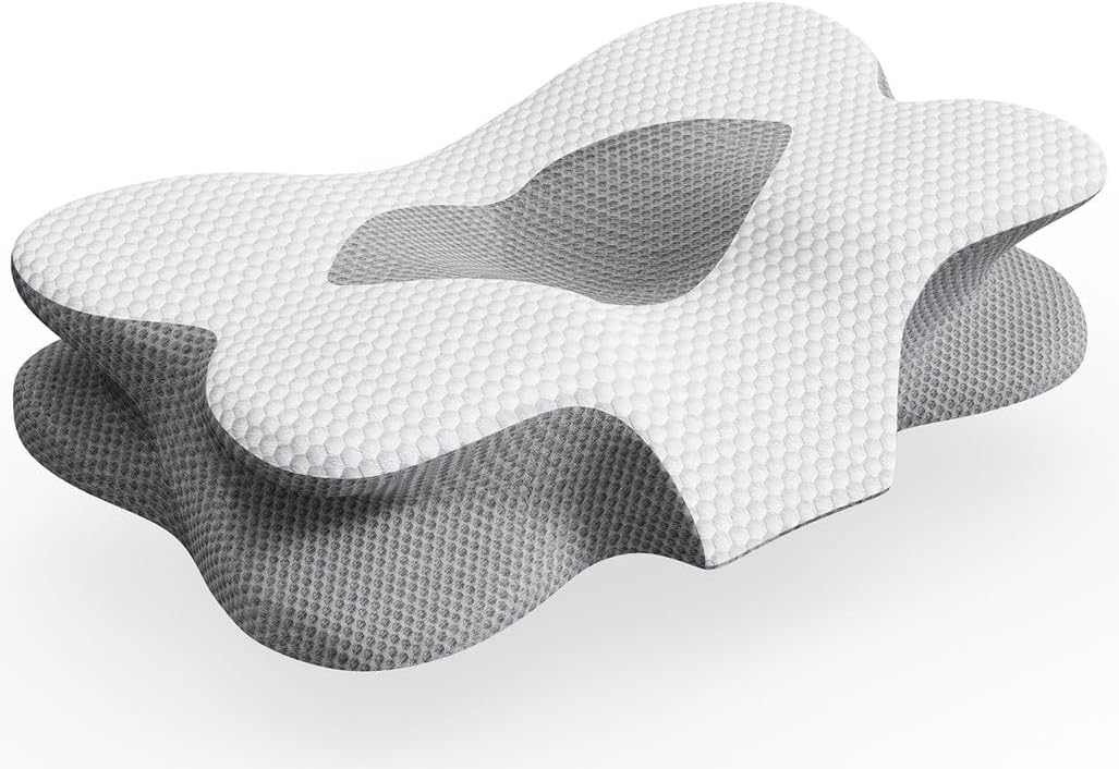 Cervical Pillow for Neck Pain Relief - Neck Pillows for Pain Relief Sleeping - Pillow for Neck and Shoulder Pain - Memory Foam Side Sleeper Ergonomic Pillow for Back Stomach Sleeper - White, Firm