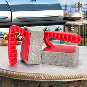 LYIGEOL Grill Griddle Cleaning Brick Block, BBQ Grill Cleaner Block with Handle,Magic Cleaning Stone Scraper, Scrubbing Pumice Stone for Blackstone,Pool,Tile, Oven,Toilet (Pack of 4)