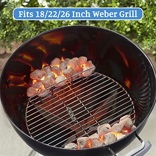 OLIGAI Stainless Steel Charcoal Rails for Weber Charcoal Grill,Indirect BBQ Grilling Accessories for 18/22/26 Inch Weber,Replacement for 7402 Charcoal Rails(Set of 2)