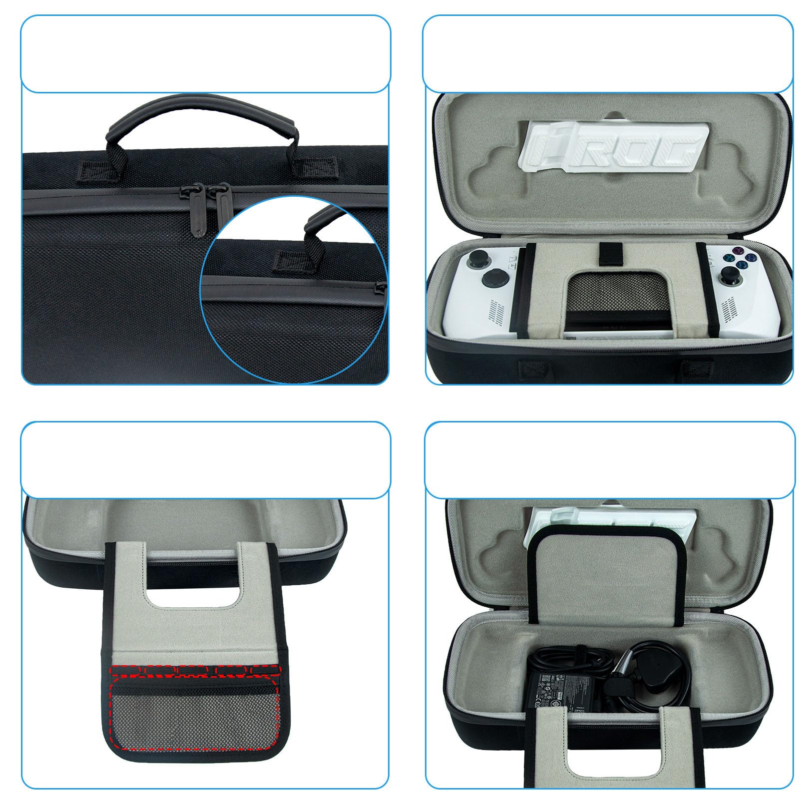 Hzycwgone Hard Case Bag for ASUS ROG Ally 7" 120Hz Gaming Handheld,ROG Ally Stand Carrying Case with Extra Room for Cable,Charger & Cards