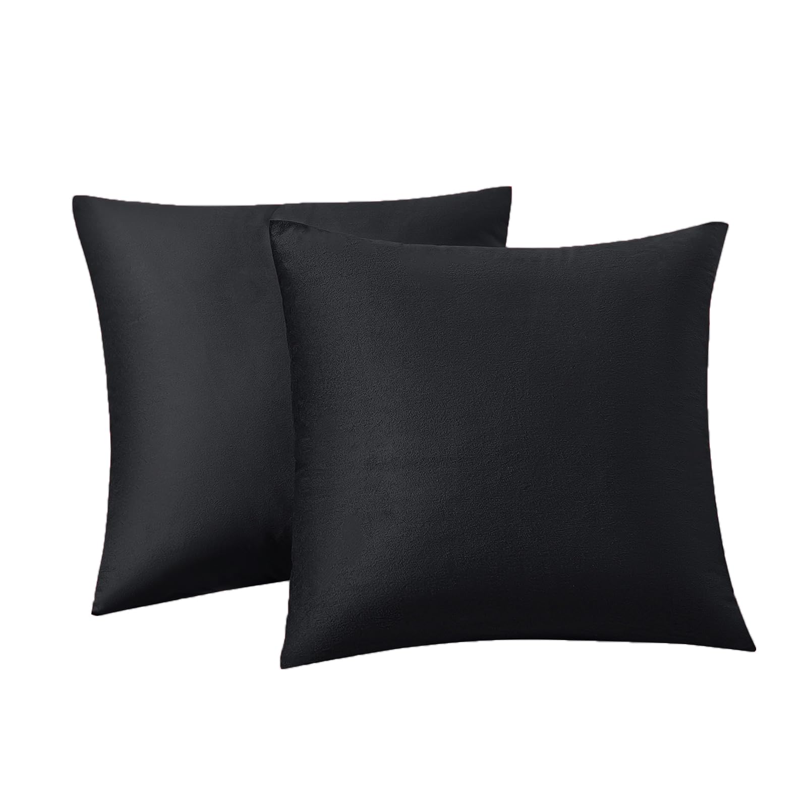 RainRoad Black Throw Pillows Covers Set of 2 Soft Velvet Decorative Pillow Covers 18x18 Inch for Couch Bed (Black, 18" x 18"(Pack of 2))