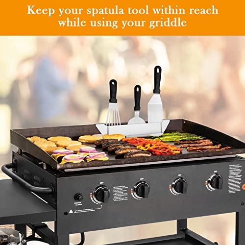 AUAUY 2 Pack Stainless Steel Griddle Spatula Stand, Grill Barbecue Tool Rack Hold Rack Griddle Accessories Holder for Blackstone, Camp Chef, Royal Gourmet, Outdoor Camping Picnic BBQ Essentials
