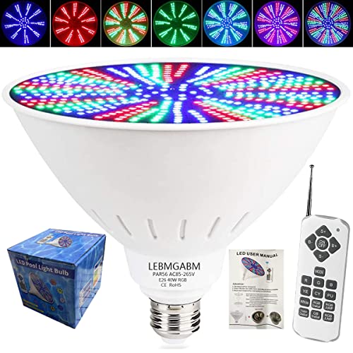 Pool Lights Bulb, Pool Accessories, Underwater LED Color Pool Light Bulb for Inground Pool at Night, 120V 40W RGB Color Change, Replacement Bulb for Pentair, Hayward and Other E26 Screw in Type Bulbs