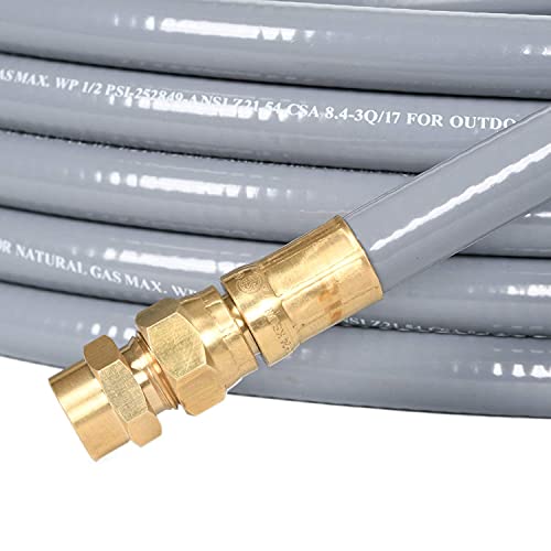 GasSaf 10 Feet 1/2" ID Natural Gas and Propane Gas Quick Connect Hose Kit -Quick Disconnect Gas Connect with 1/2 Female Pipe Thread X 1/2 Female Swivel Flare-CSA Certified