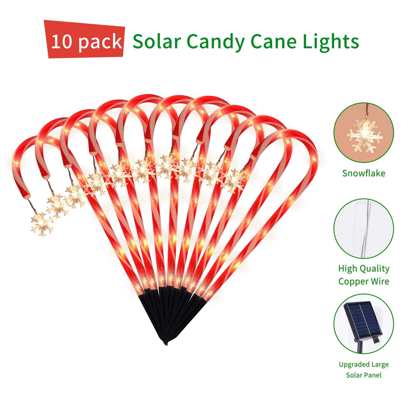 Christmas Candy Cane Lights with Snowflake