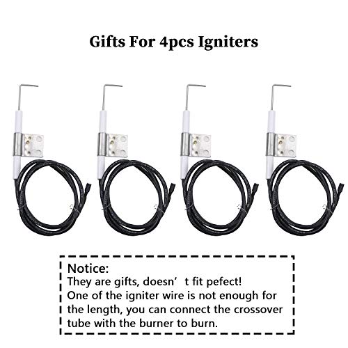 Hisencn Stainless Steel Burner Pipe Tube, Heat Plate Shield Tent, Igniter Electrode Repair KIT Replacement for Kitchen Aid 720-0733A, 720-0745, 720-0745B 4 Burner Gas Grill Models