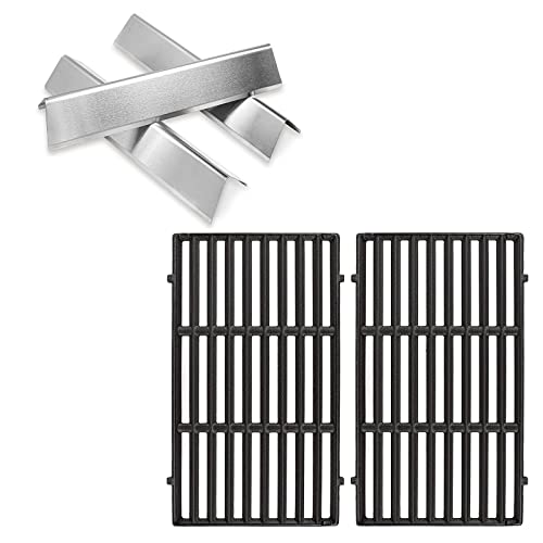 QuliMetal Stainless Steel Flavor Bars and 7637 Cooking Grates for Weber Spirit 200, Spirit E-210, E-220, Spirit S-210, S-220, Spirit II 200 Series Gas Grills with Up Front Control