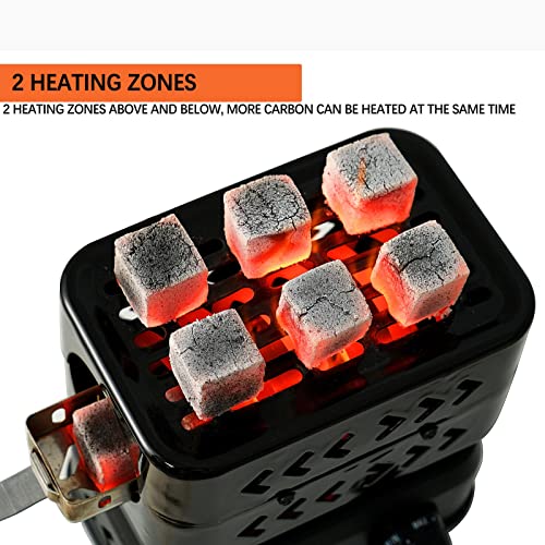 minkah Multipurpose Turbo Coal Burner 3D 360° Faster Heating Electric Stove Coconut Charcoal Starter 2 Heating Zones, 1200W High Power Cube Coil Burner Fire Starter