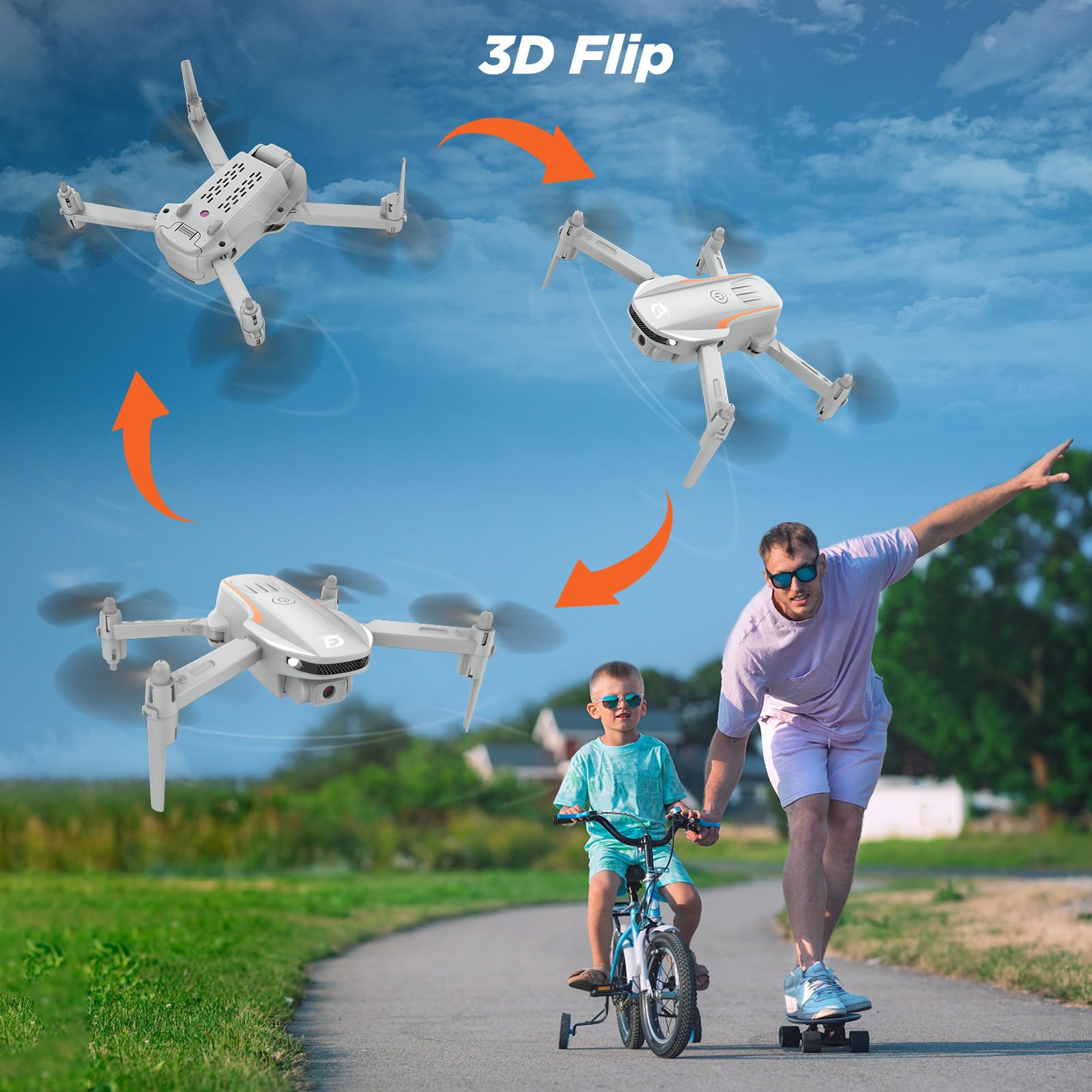 Ficinto 1080P FPV Foldable Quadcopter Drone with Camera - For Adults, Kids, Beginners - 3D Flips, Altitude Hold, Headless Mode, 2 Batteries