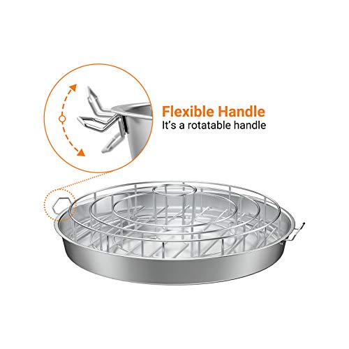 only fire Stainless Steel Circular Rib Rack and Chicken Roaster, BBQ Rib Rings for Smoker or Charcoal Grill