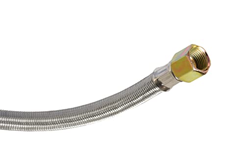 Flame King SS-QCC-3/8 5-FT Universal QCC1 Low-Pressure Propane Regulator with Stainless Steel Braided Hose for Most LP Gas Grills, Heaters, and Fire Pit Tables, 3/8" Female Flare Nut, Steel