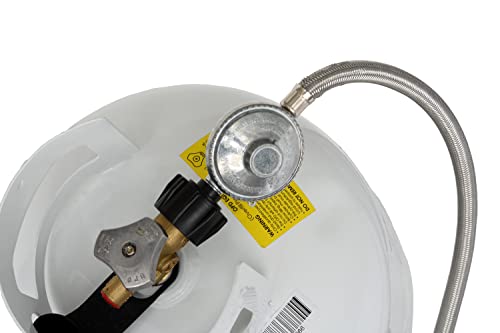 Flame King SS-QCC-3/8 5-FT Universal QCC1 Low-Pressure Propane Regulator with Stainless Steel Braided Hose for Most LP Gas Grills, Heaters, and Fire Pit Tables, 3/8" Female Flare Nut, Steel