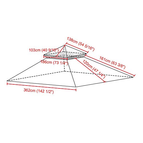 Yescom 12'x12' Canopy Top Replacement Beige for 2-Tier Harbor Gazebo GFS01250A Patio Cover Y01212T01