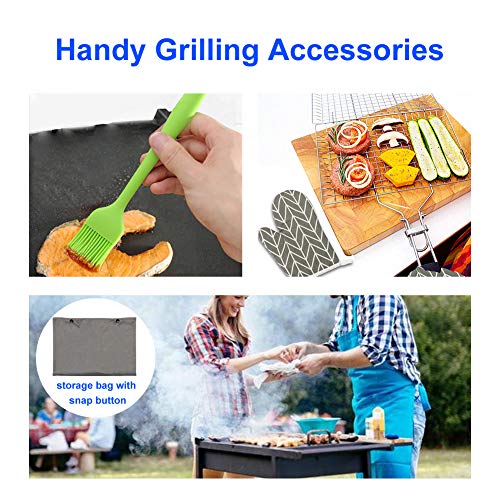 Fish Grill Basket, Fish Basket Non-stick Stainless Steel Foldable Nets Portable with Removable Handle Easy-to-flip for Steaks Seafood Vegetables Outdoor Barbecue