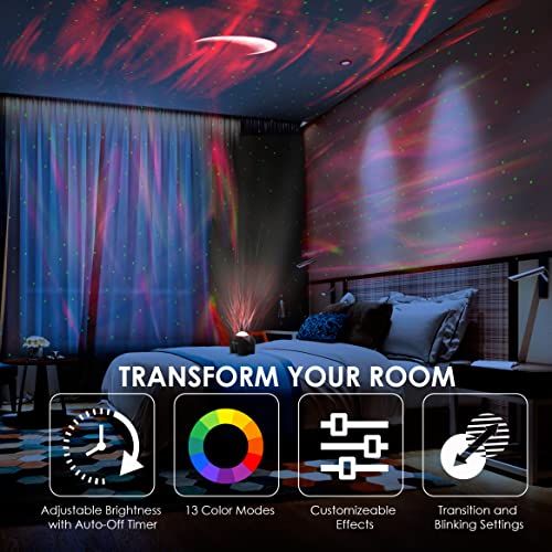 Aurora Lights Galaxy Projector, Star Projector Galaxy Light with Hi-Fi Bluetooth Speaker and Remote, Dimmable Northern Lights Aurora Projector, Enchanting Night Light for Kids and Adults
