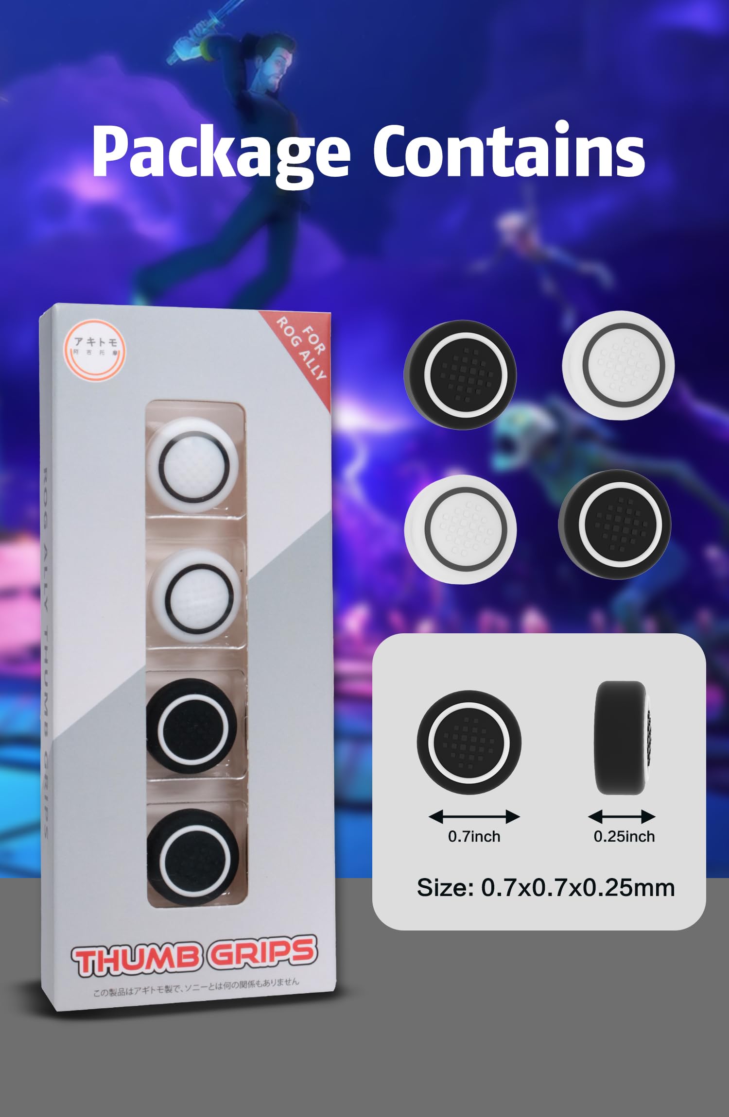 ASUS ROG Ally Thumb Grip Caps, Soft Silicone Joystick Cover Compatible with ASUS ROG Ally - (Two Sets)