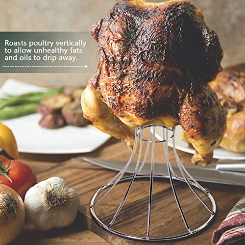 KAMaster Beer Can Chicken Holder Turkey Rack Big Green Egg Accessories Vertical Chicken Roaster Chicken Rack Roaster Chicken Roasting Stand Chicken Holder for Weber Big Green Egg Accessories (L+S)