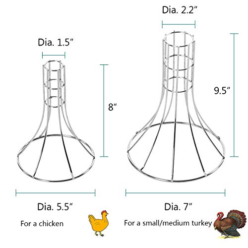 KAMaster Beer Can Chicken Holder Turkey Rack Big Green Egg Accessories Vertical Chicken Roaster Chicken Rack Roaster Chicken Roasting Stand Chicken Holder for Weber Big Green Egg Accessories (L+S)