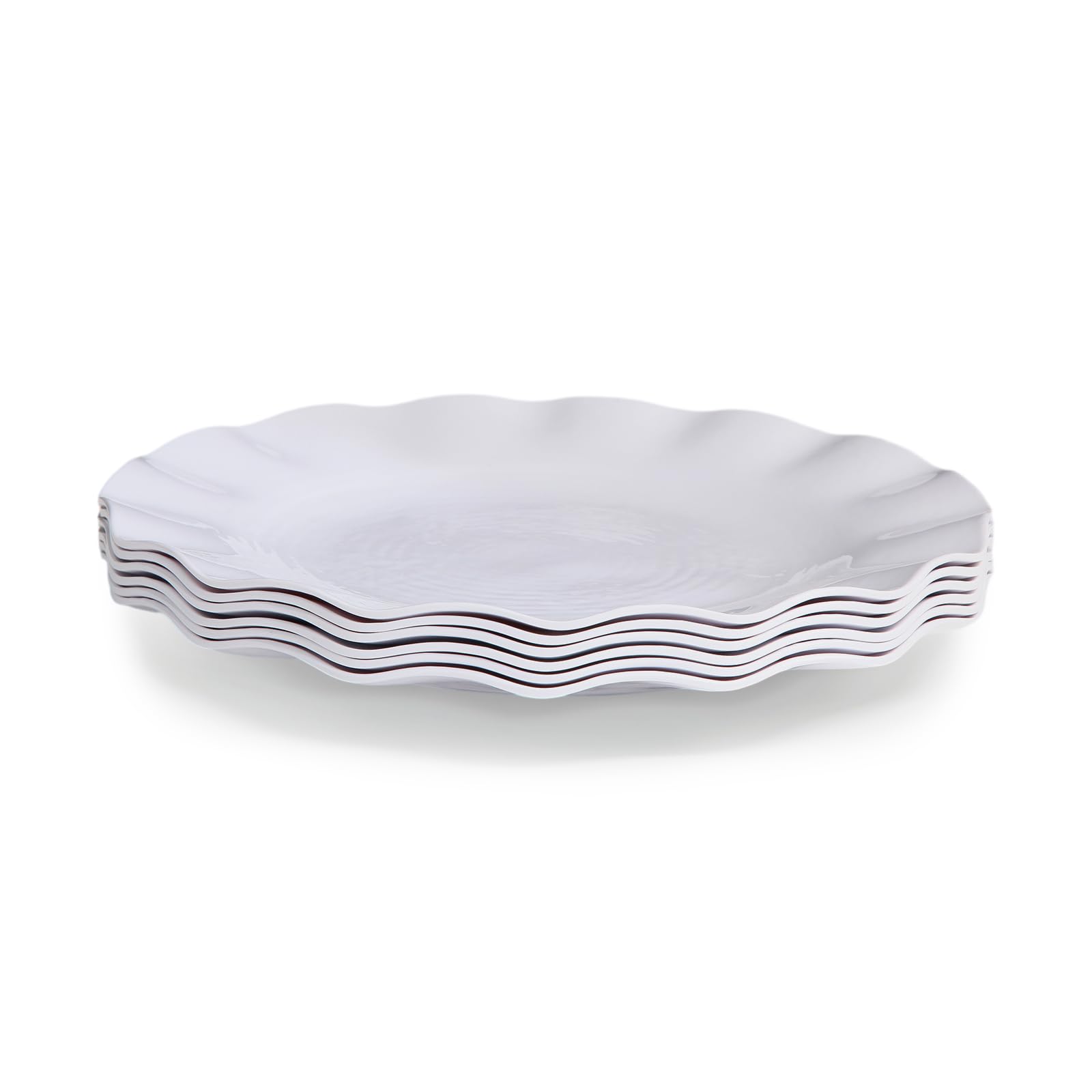 LOK-OSEMILE Melamine Dinner Plates, Set of 6, 9.875" 100% Melamine Dinner Plates for everyday use, breakproof and lightweight, white