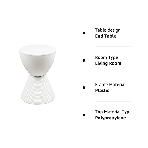 LeisureMod Boyd Modern Accent Side Table End Table Indoor and Outdoor Use, 16.75" H x 11.75" W x 11.75" D (White)