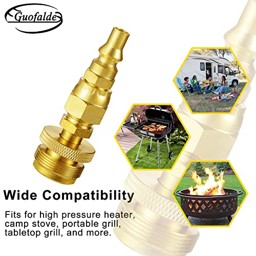 GUOFALDE 1Lb Propane Disposal Adapter Fitting with 1/4" Quick Connect Disconnect Plug,with 1/4’’ Male 1" x 20 Male Throwaway Cylinder Thread, for Convert Portable BBQ Grill, Bubby Heater