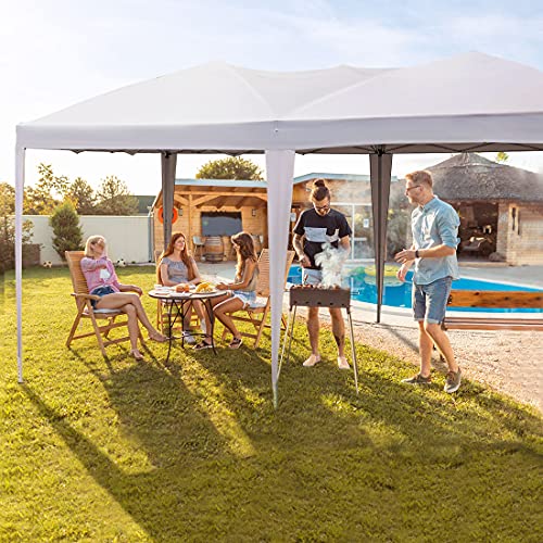 Quictent 10x20 Ft Ez Pop Up Canopy Wedding Party Tent with Sidewalls,Folding Instant Canopy Tents for Outdoor Parties,6 Sand Bags Included(White)